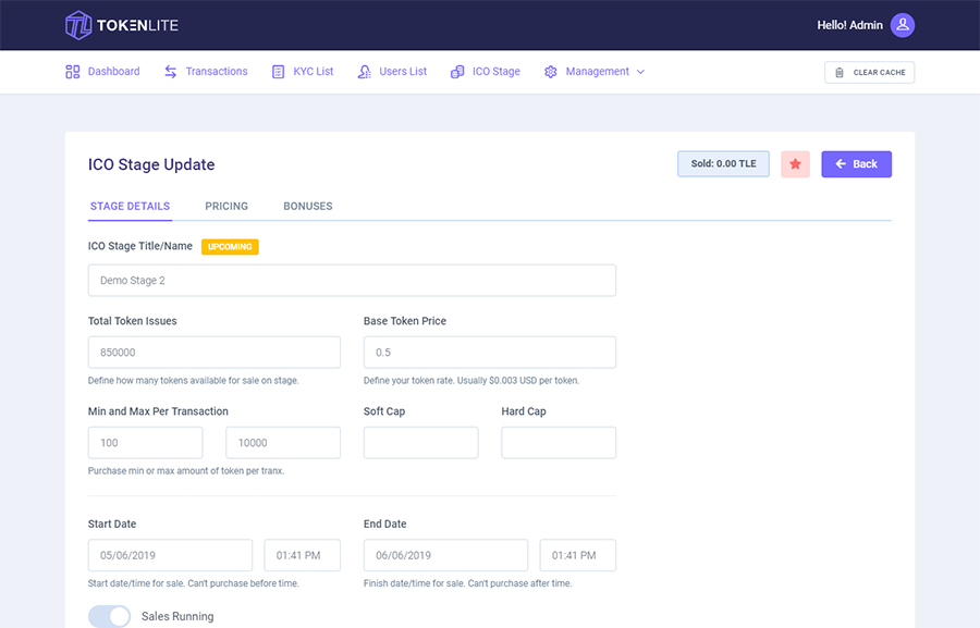 TokenLite – Plataforma para Vendas de Tokens – ICO Admin Script - PLW Design