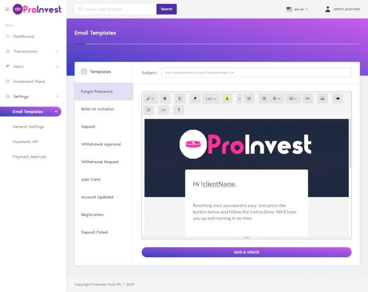 Script para Site de Investimento ProInvest 2022 - PLW Design