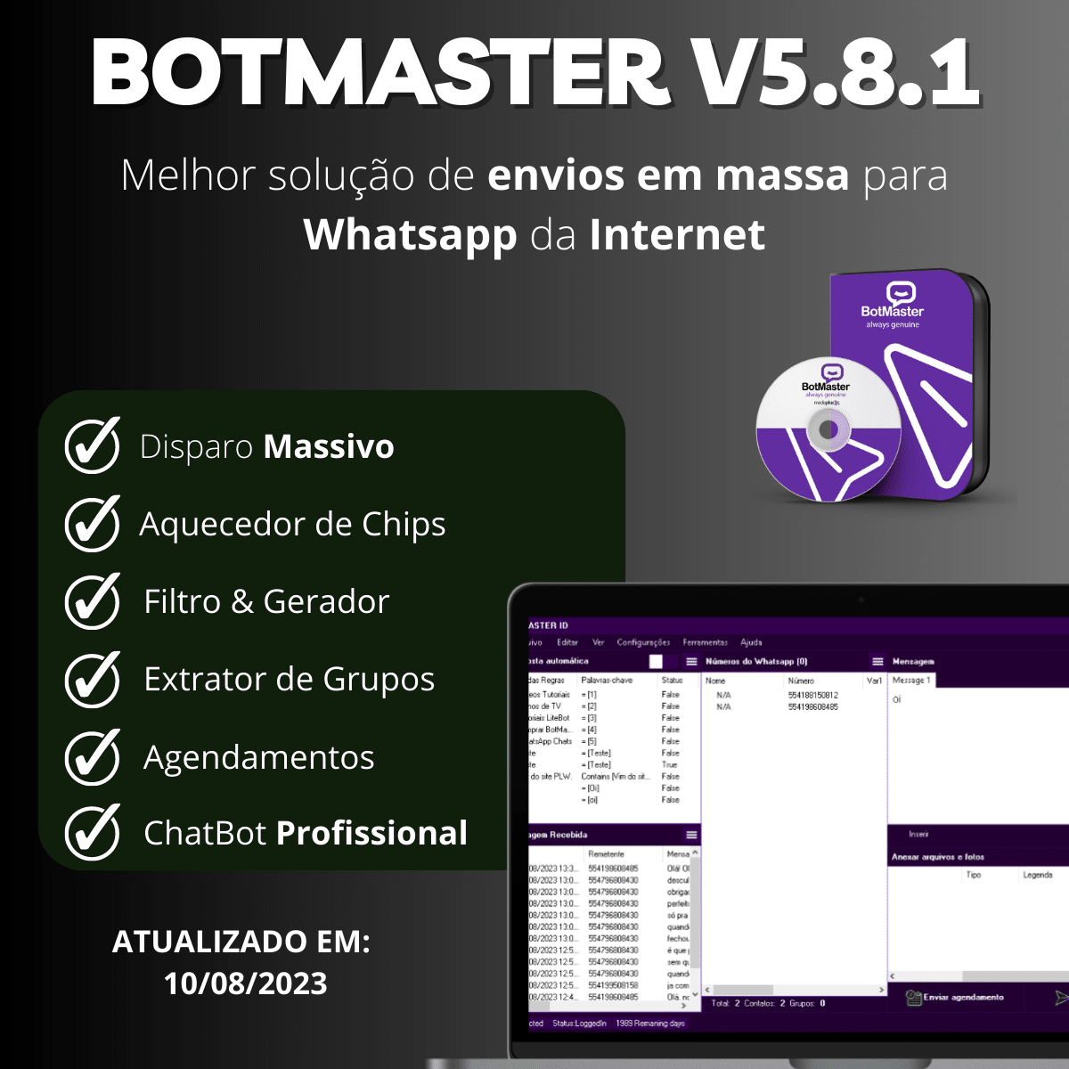 BotMaster Sender Whatsapp v5.8.1 Última Versão Original - PLW Design