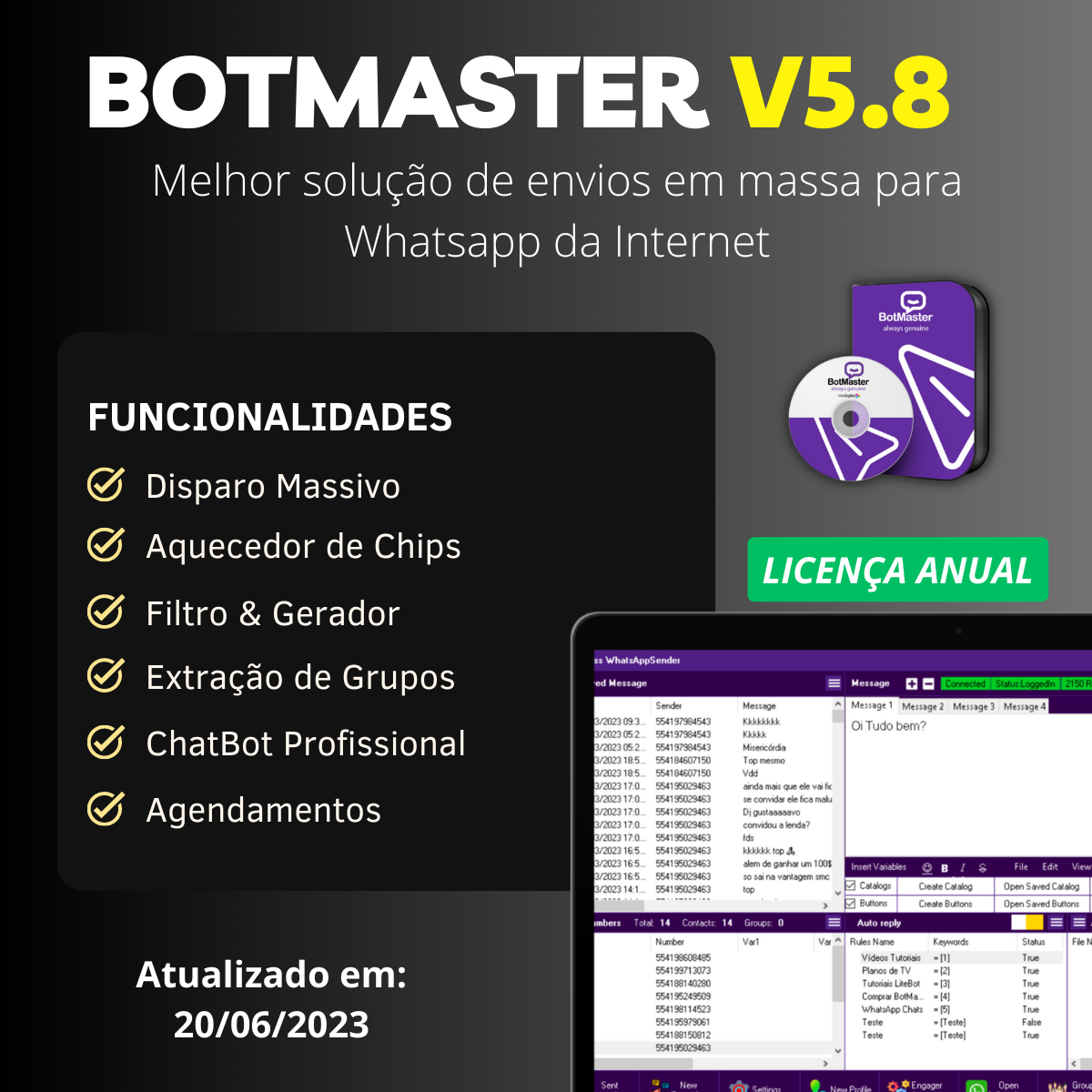 BotMaster Sender Whatsapp v5.8 Última Versão Original - PLW Design