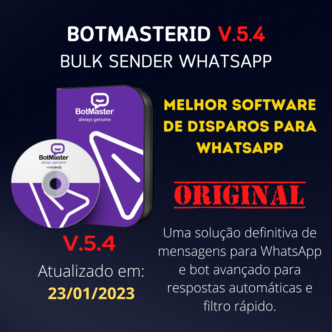 BotMaster Sender Whatsapp v5.4 Última Versão Original - PLW Design