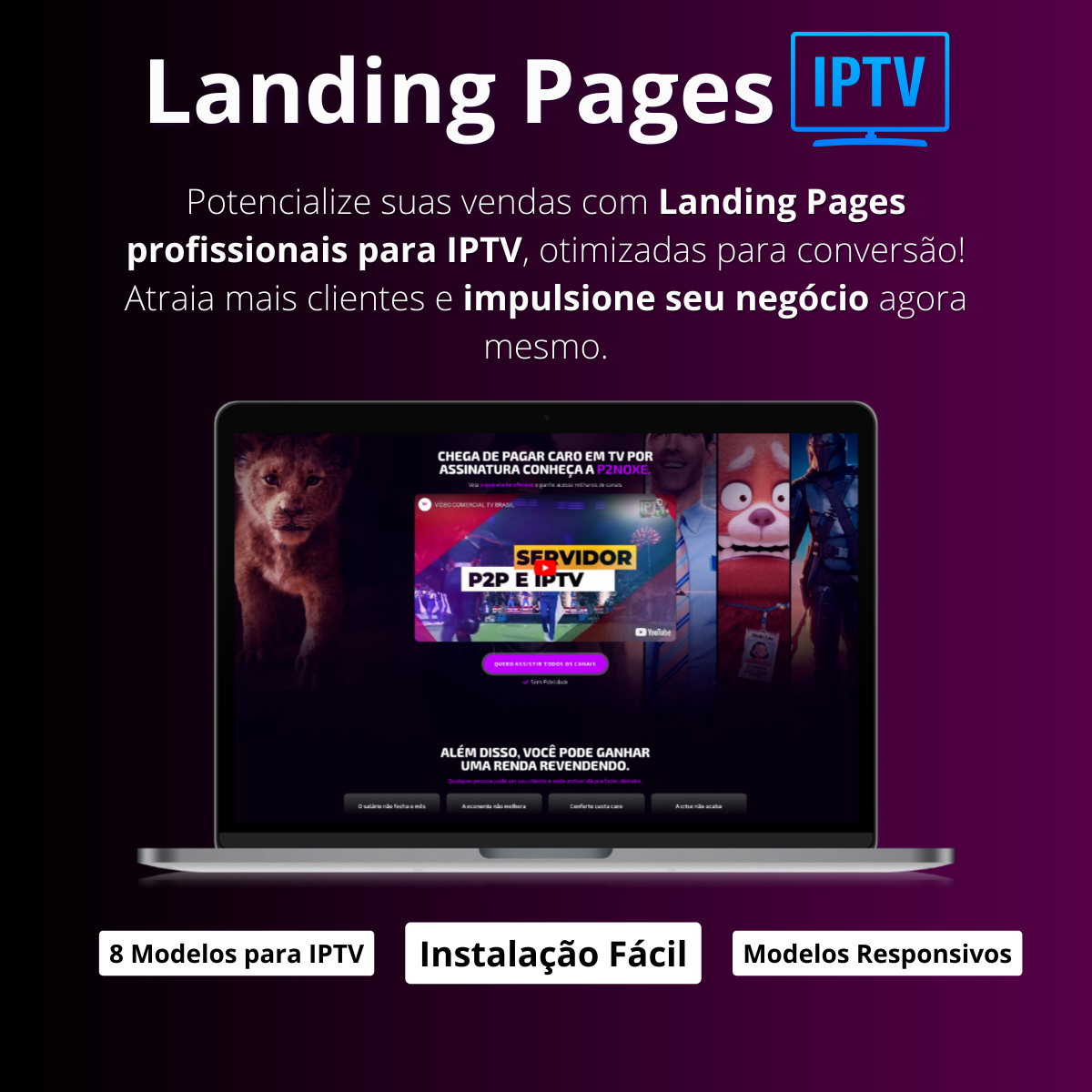 Pack de Landing Pages para Sites de IPTV 2024 - PLW Design